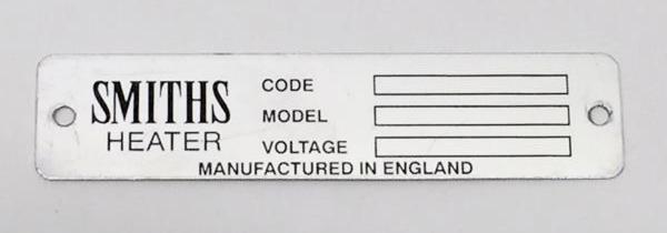 Smiths Heater Number Plate — Abingdon Spares